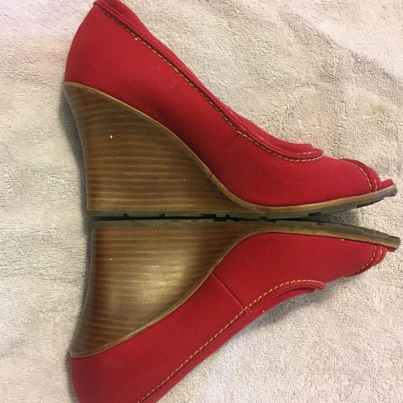 Timberland | Shoes | Sexy Red Peeptoe Timberland Wedges | Poshmark